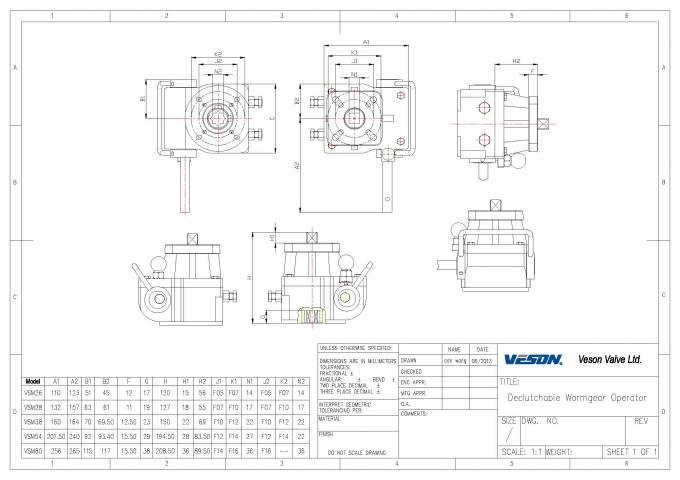 Cast Iron Declutchable Manual Override Gearbox For Pneumatic Rotary ...