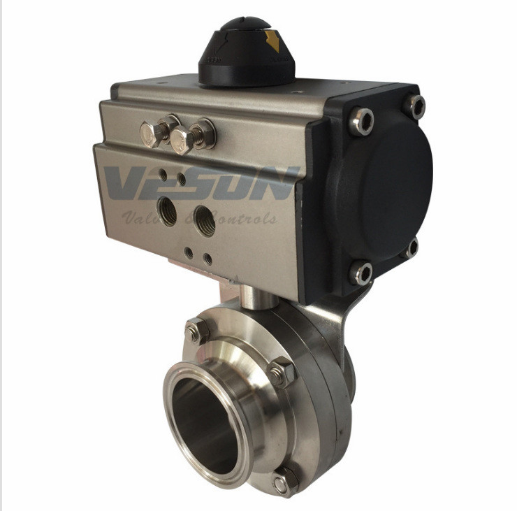 Sanitary Butterfly Valves With Pneumatic Actuator Horizontal pneumatic ...