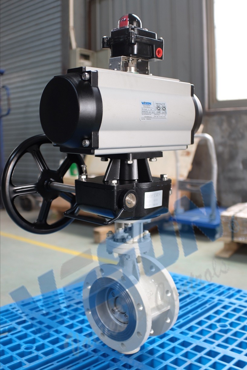 Pneumatic Actuator Operated Butterfly Valve Flanged Type Double Acting ...