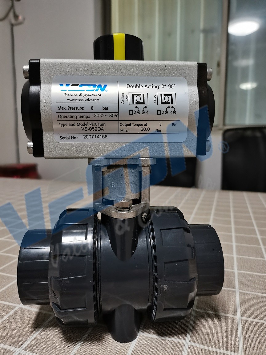 Pneumatic Operated PVC/UPVC Ball Valves , Pneumatic Pressure Control ...