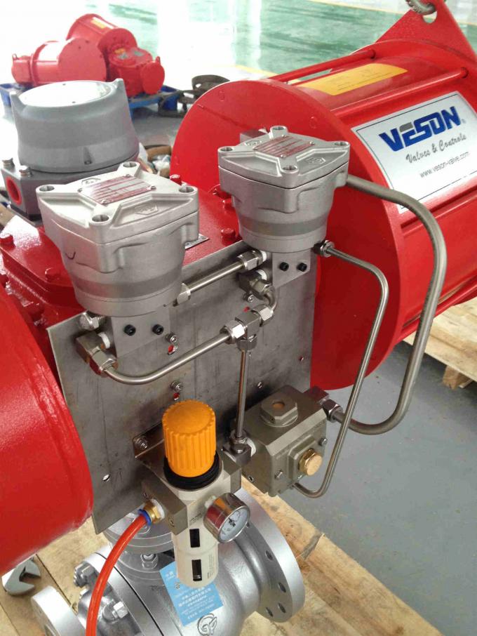 Red Heavy Duty Emergency Shutdown Valve / Pneumatic Flow Control Valve ...